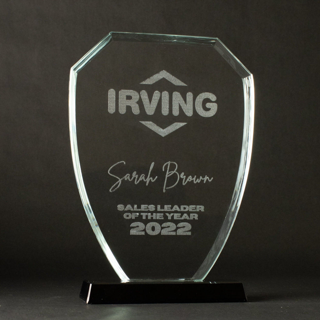 Valiant Shield Glass Award - Large – Things Engraved