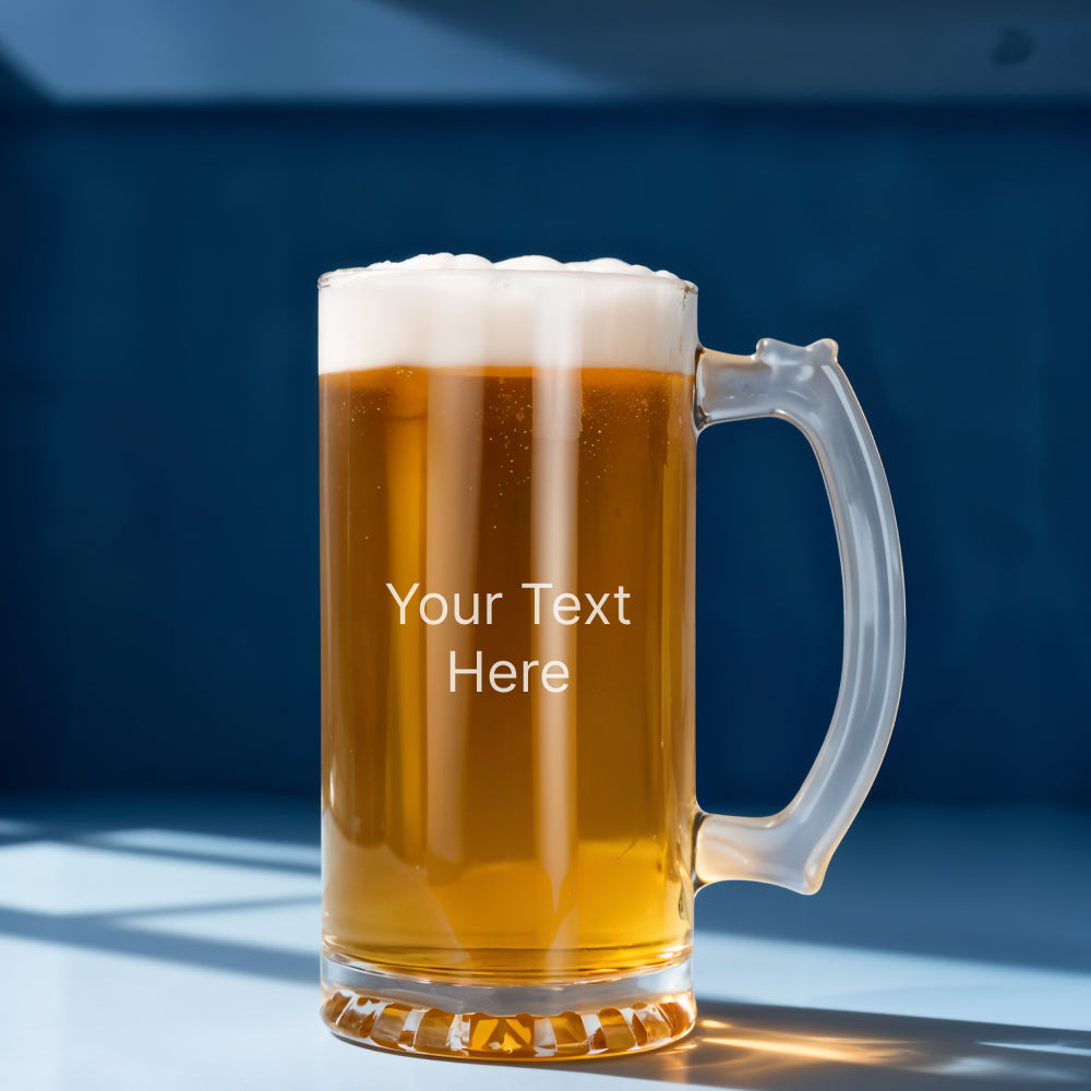 Personalized Heavy Beer Mug – Custom Engraved 16oz Glass Gift – Things ...