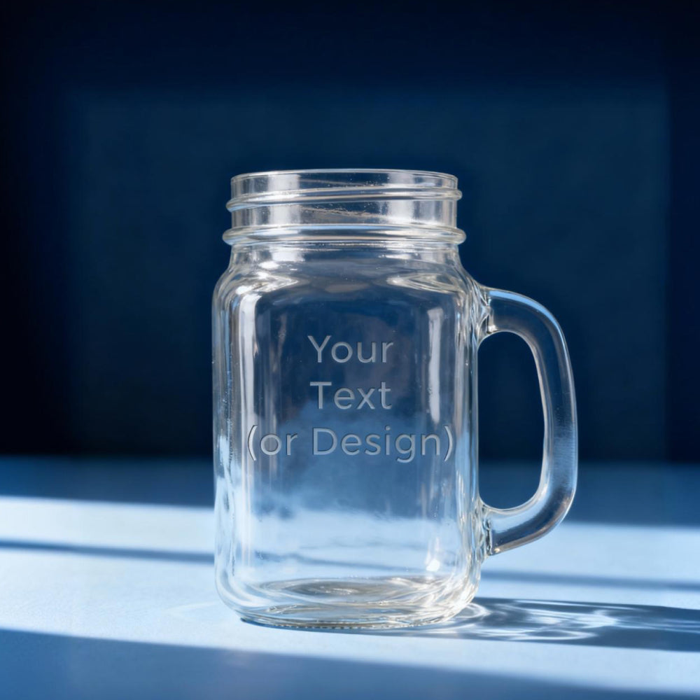 Personalized 16oz Glass Mason Jar with Handle – Custom Engraved ...