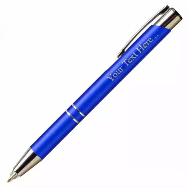 Blue Laser Engraved Metal Stylized Pen 1 | Things Engraved