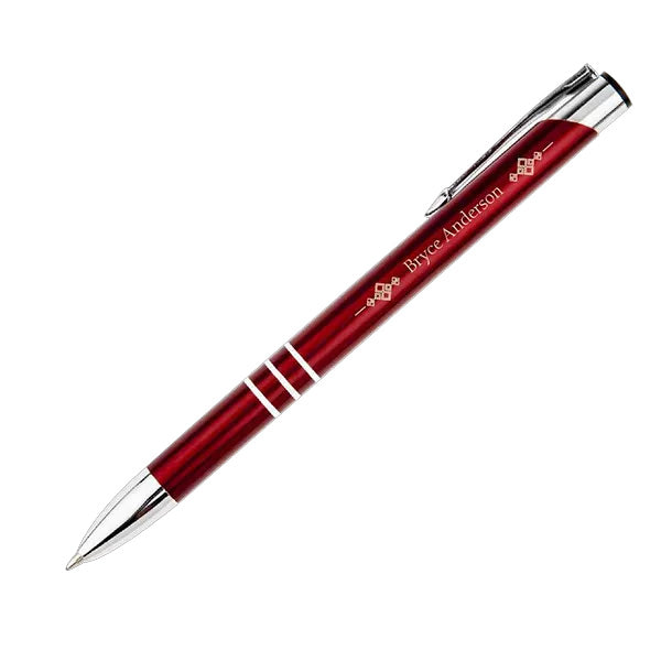 Red Laser Engraved Metal Stylized Pen | Things Engraved